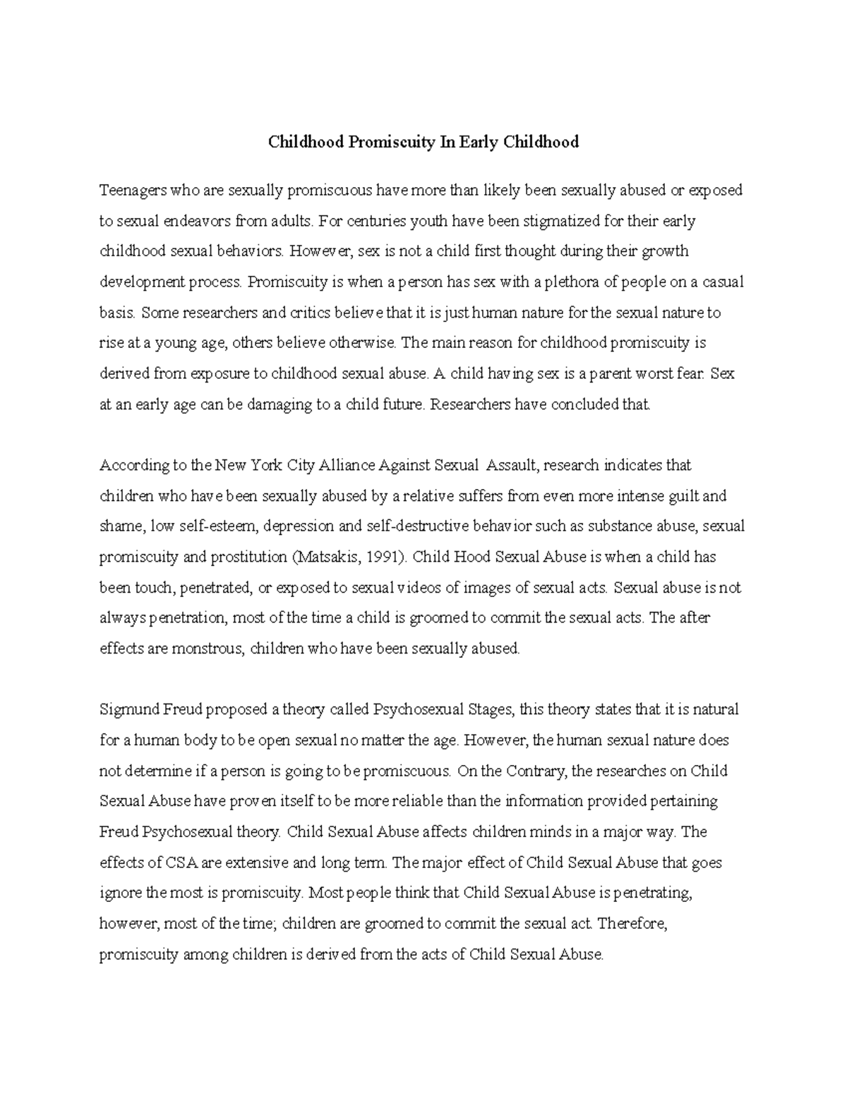 Childhood Promiscuity In Early Childhood - Childhood Promiscuity In ...