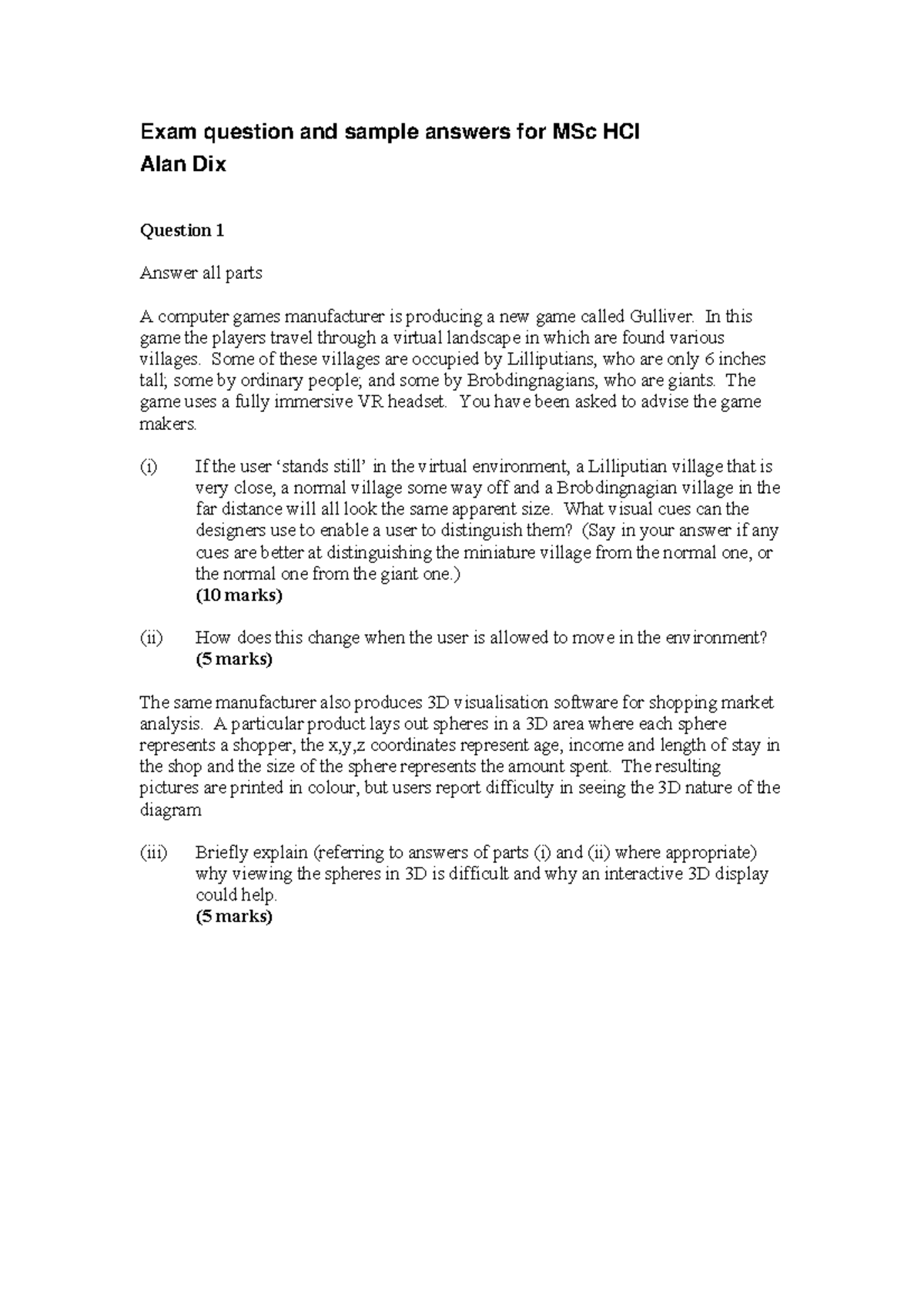 HCIexam 2000 - abc - Exam question and sample answers for MSc HCI Alan ...