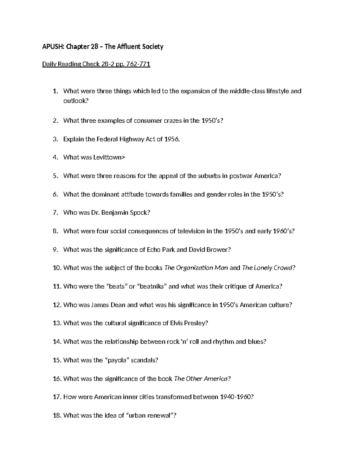 Apush-Chapter 28-2Daily Reading Checkpp - APUSH: Chapter 28 – The ...