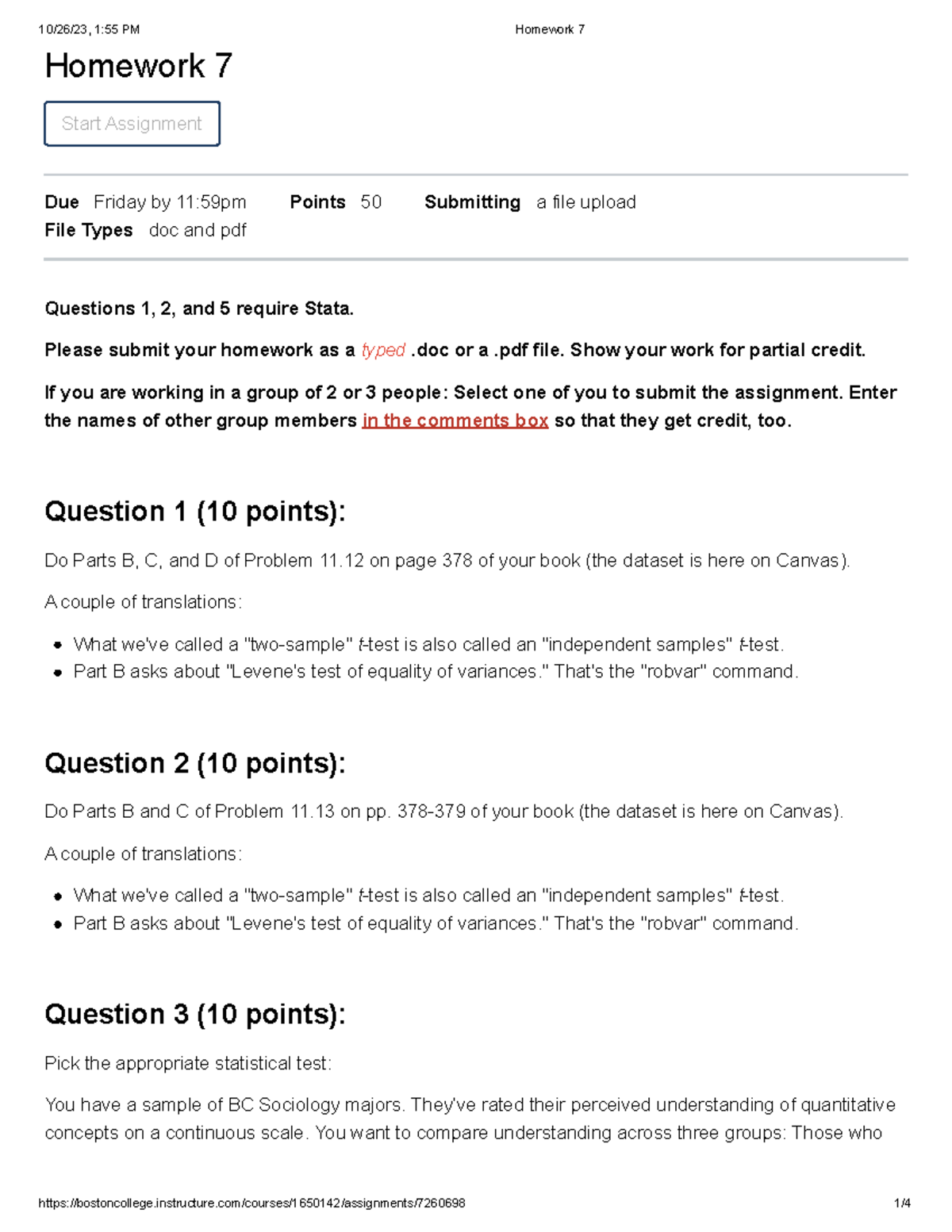Homework 7 - Homework 7 Due Friday by 11:59pm Points 50 Submitting a ...