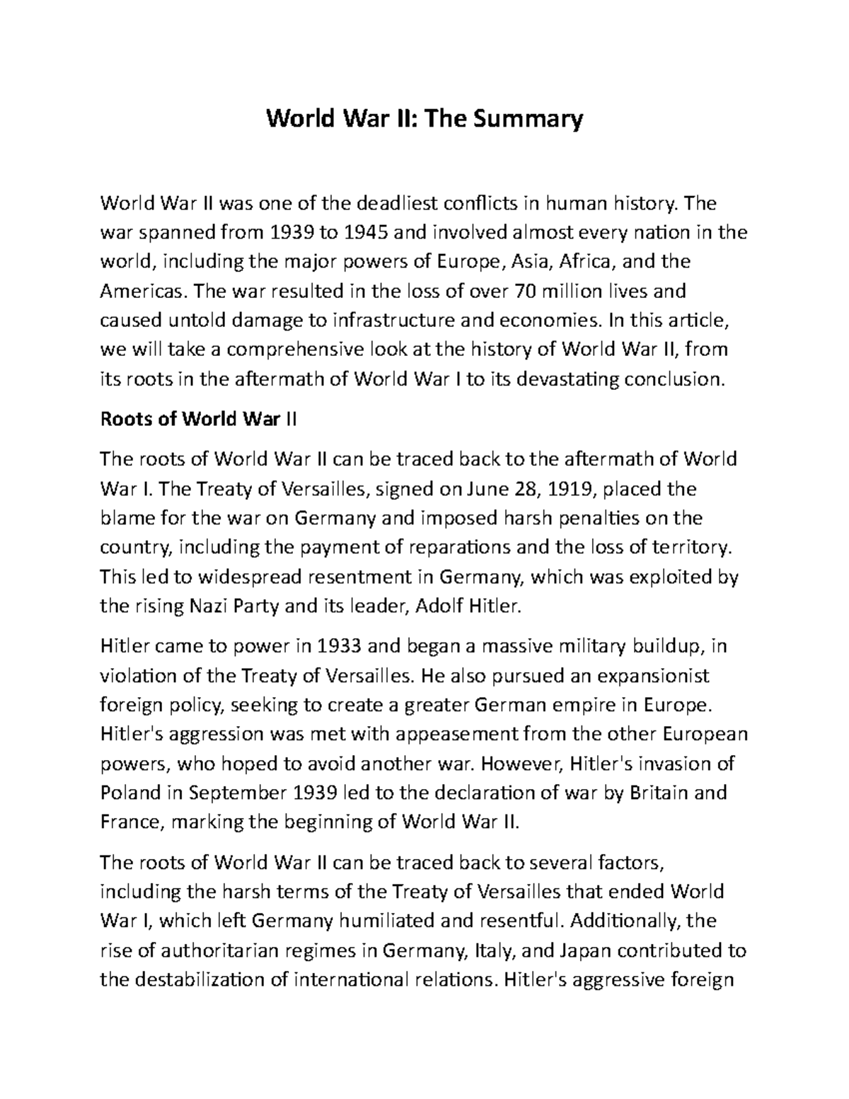 World War II 103pg. - World War II: The Summary World War II was one of ...