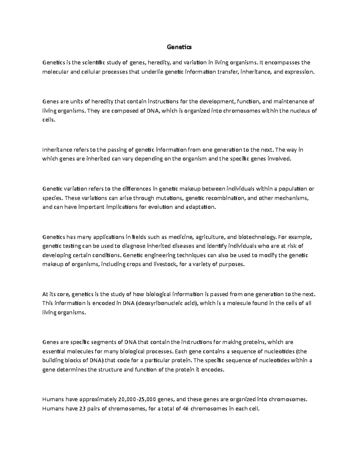 Genetics - Genetics Genetics is the scientific study of genes, heredity ...