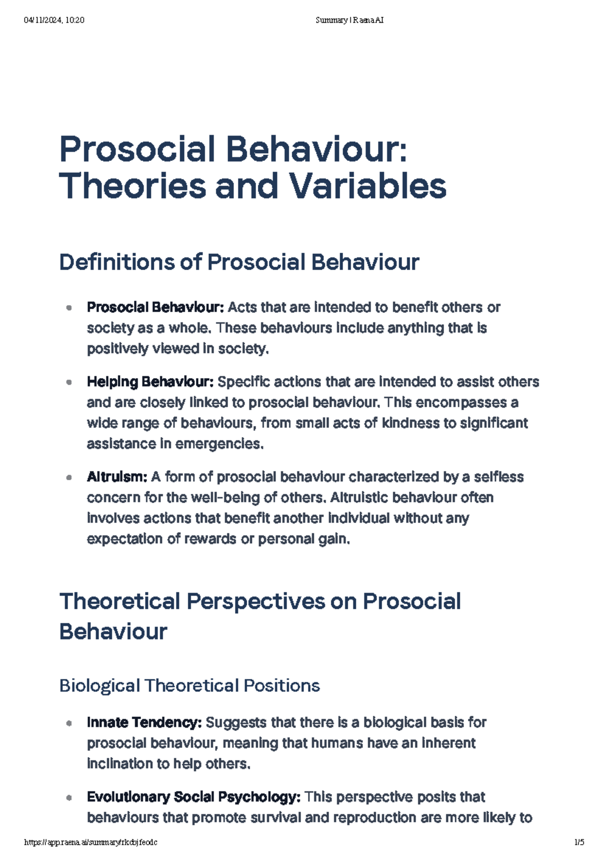 PSY204 Exam notes - Prosocial Behaviour: Theories and Variables ...