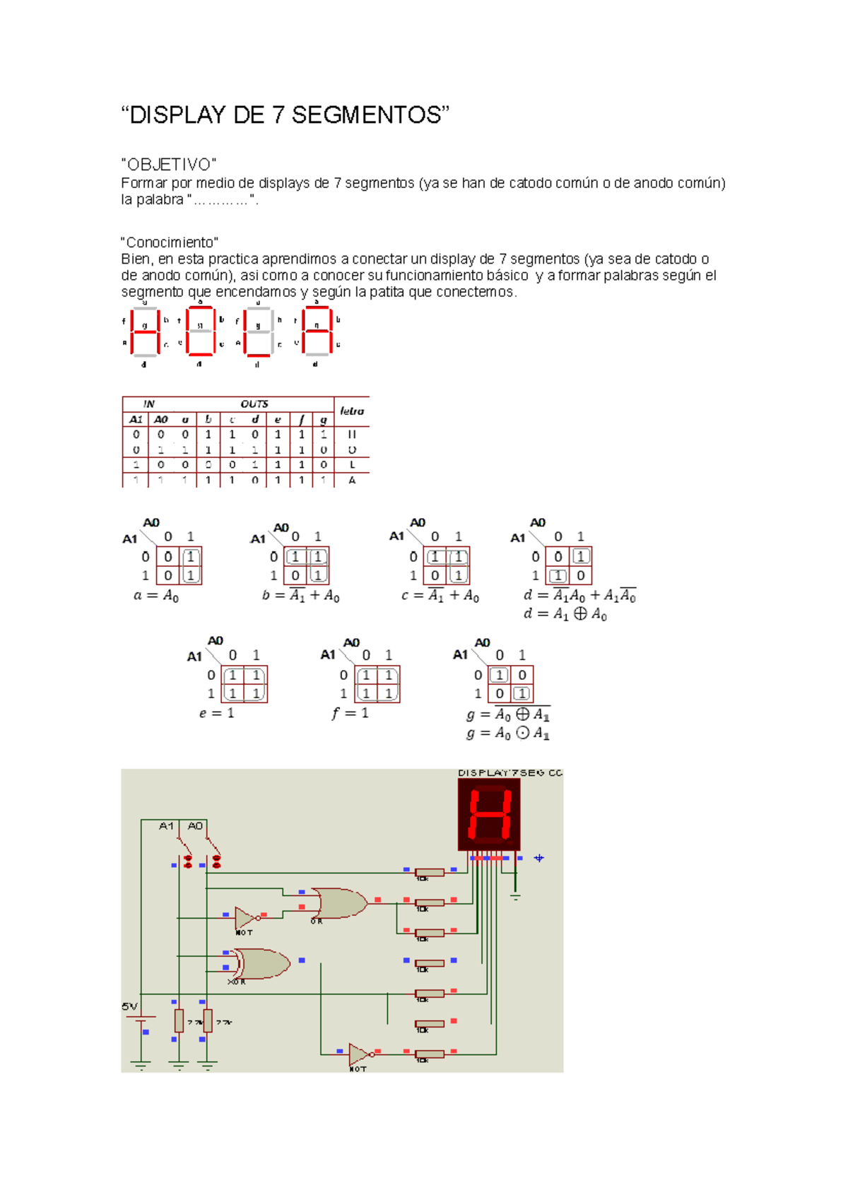 Laboratorio N°4 - Es una practica - “DISPLAY DE 7 SEGMENTOS” “OBJETIVO ...