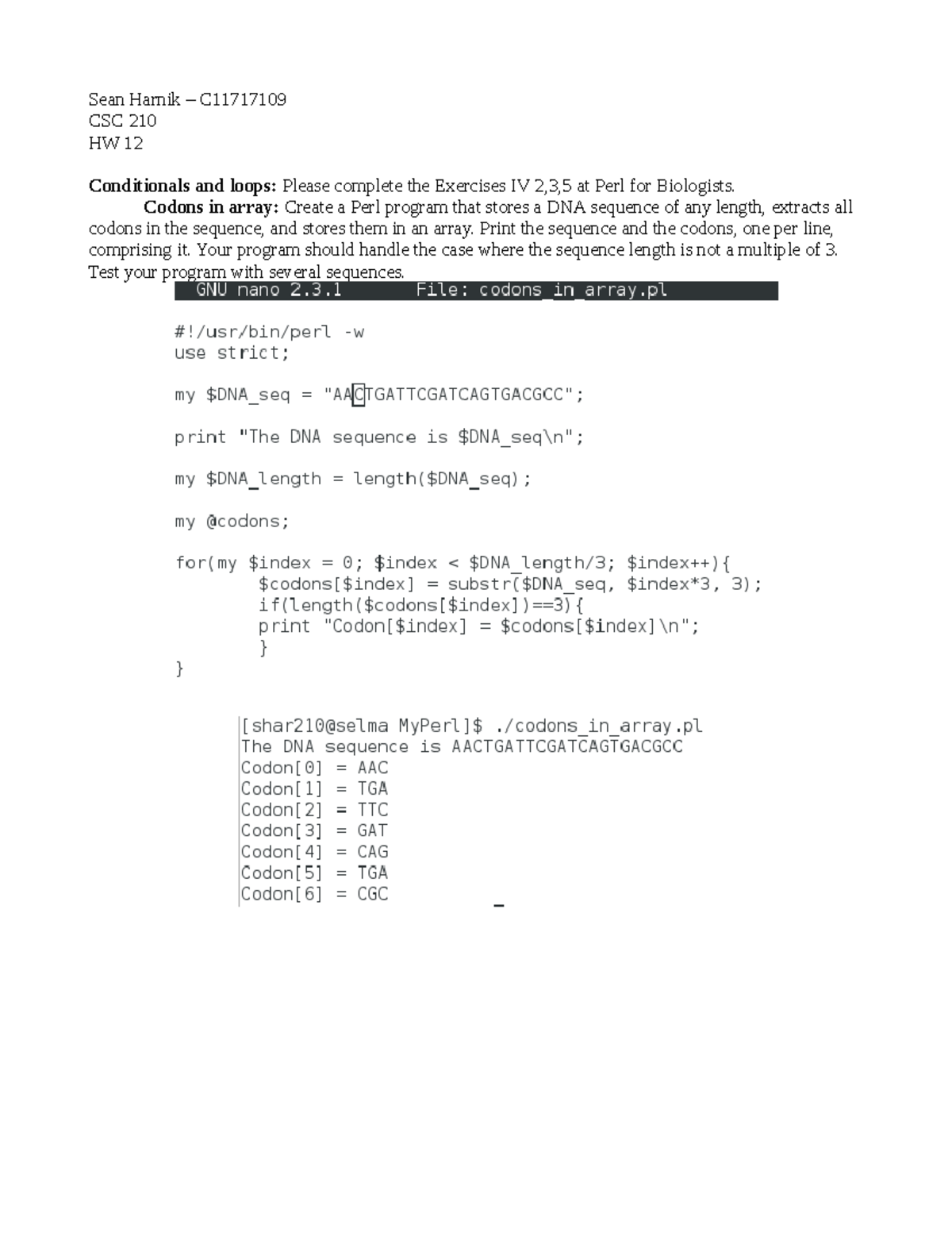 Hw 12 S - Mandatory homework for computer science class - Sean Harnik ...