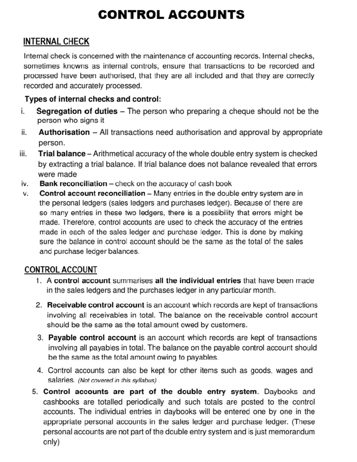 Control Account theory - Accounting - Studocu