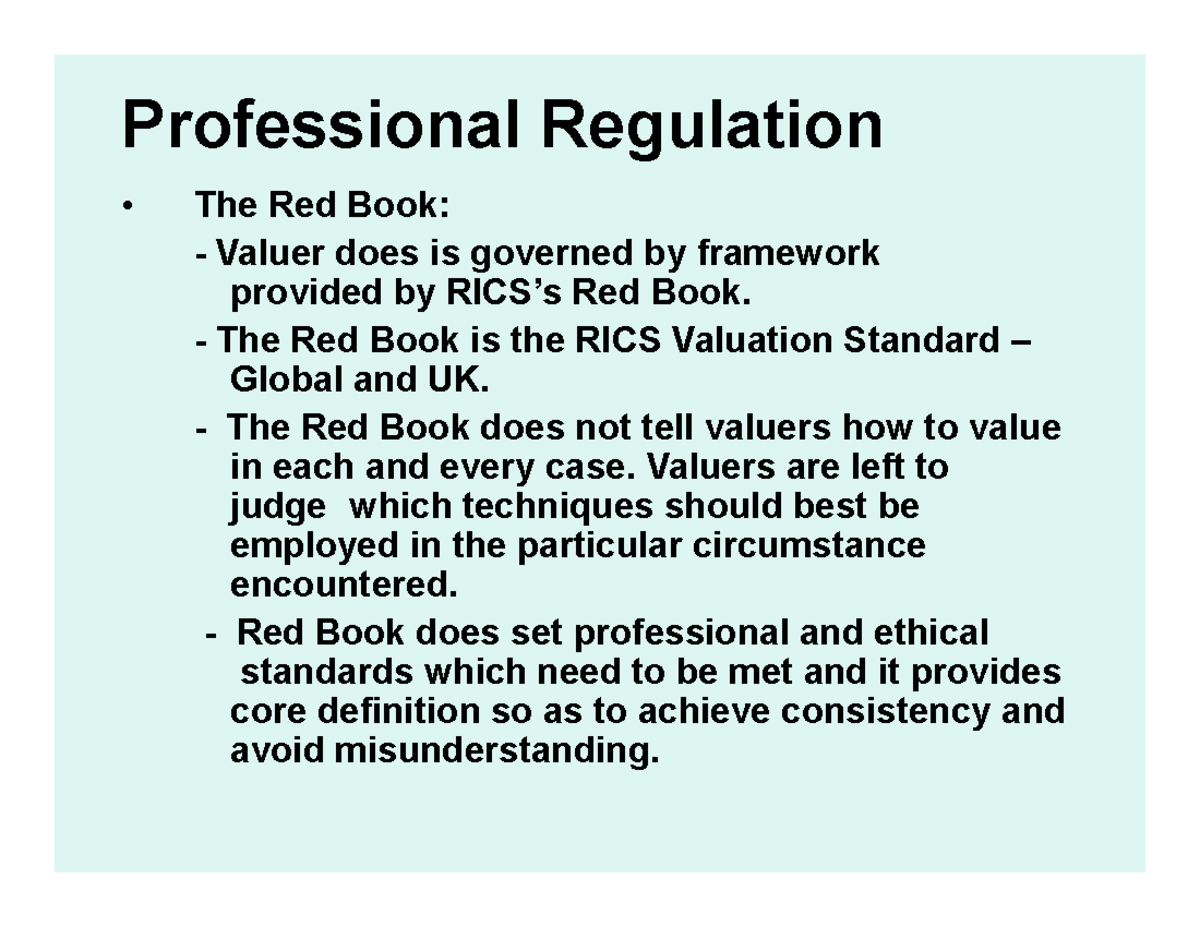 International Valuation Standards How to apply - The Red Book: Valuer ...