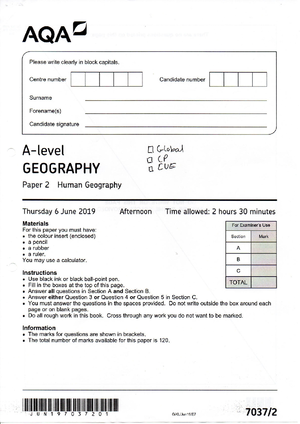 AQA A Level Geography: Water and Carbon Cycles Detailed Notes - Water ...