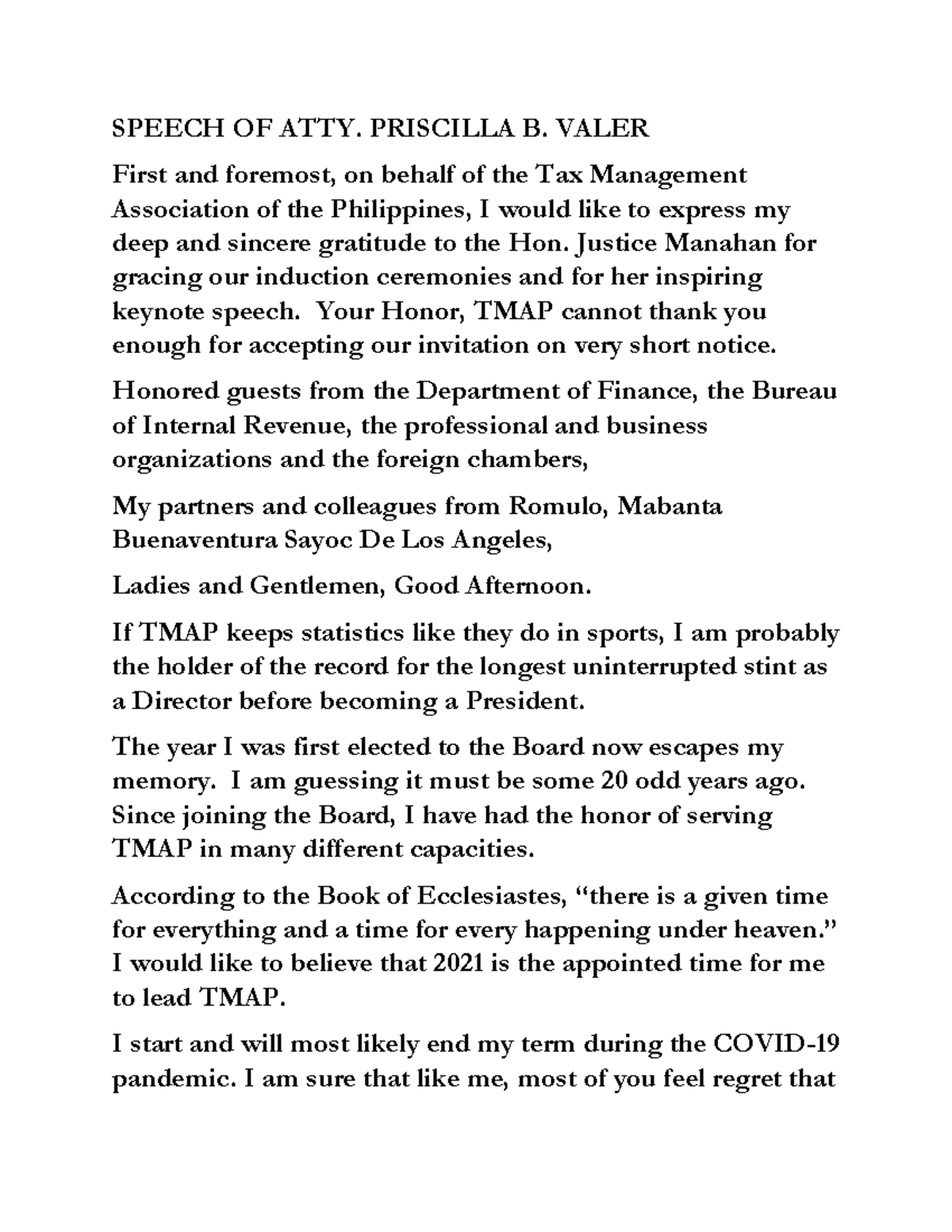 Atty - Sample of Professional speech - SPEECH OF ATTY. PRISCILLA B ...