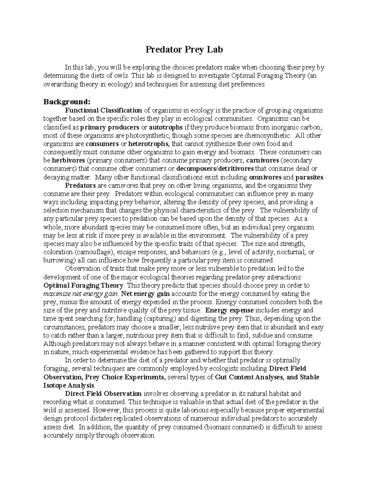 2023 - Predator Prey Lab In this lab, you will be exploring the choices ...