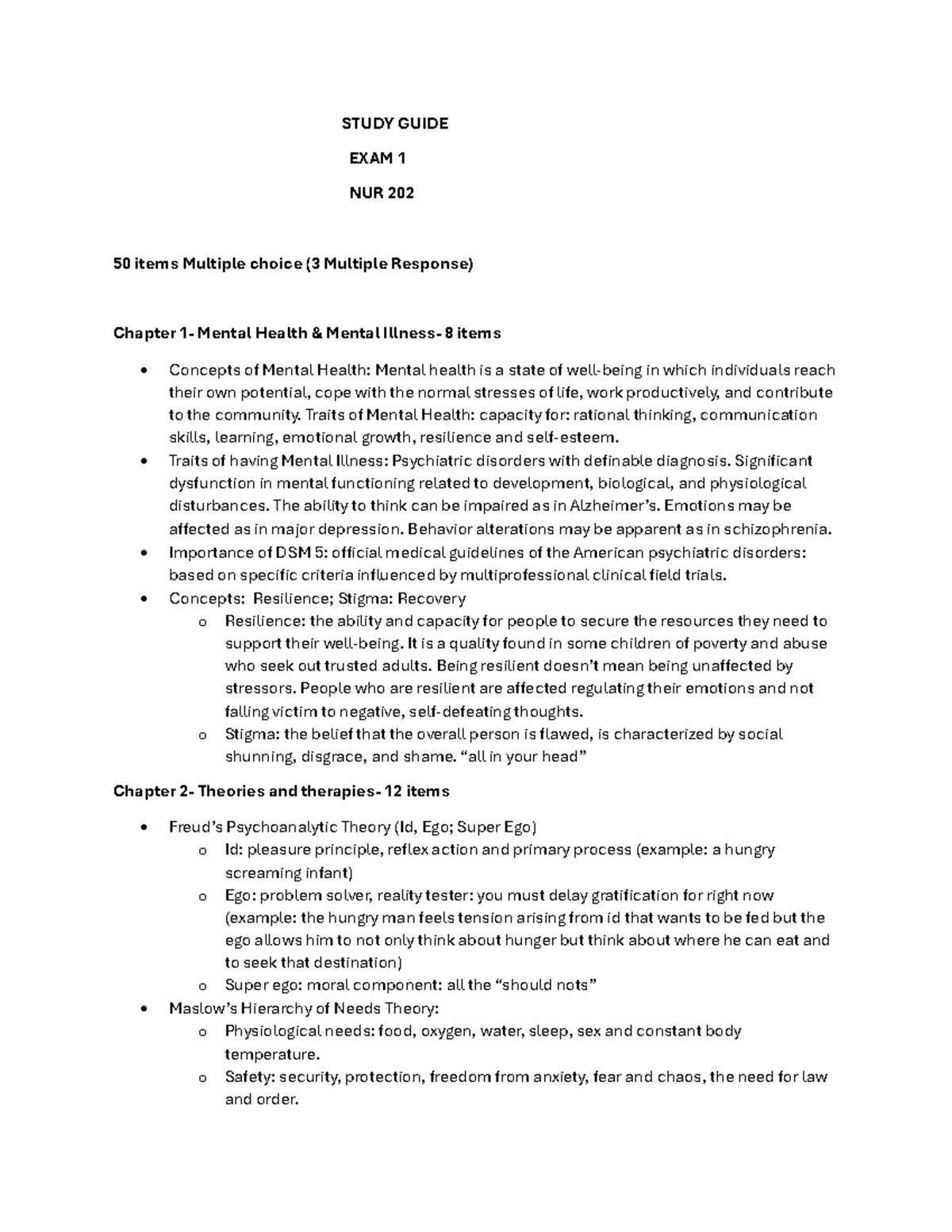 Unit Exam 1 Study Guide NUR 20.2 FALL 2024-3.docx - Recovered - STUDY GUIDE EXAM 1 NUR 202 50 ...