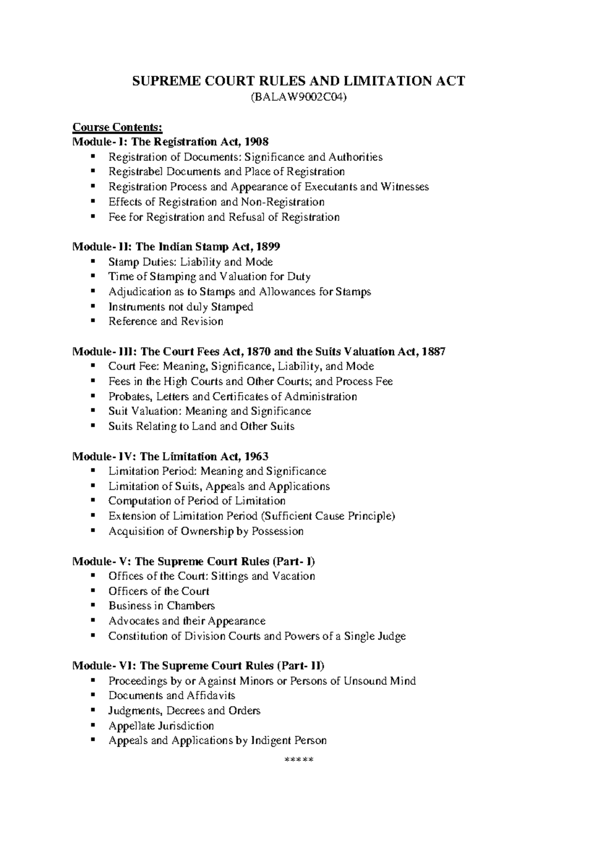 Supreme Court Rules and Regulations and Limitation Act Baalw 9002C04 ...