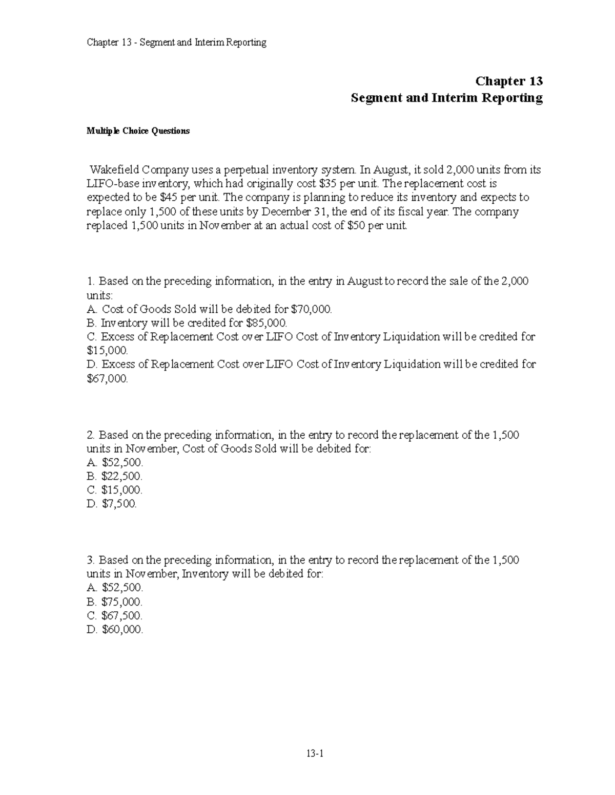 Ch 13 - Segment and Interim Reporting - Chapter 13 Segment and Interim ...