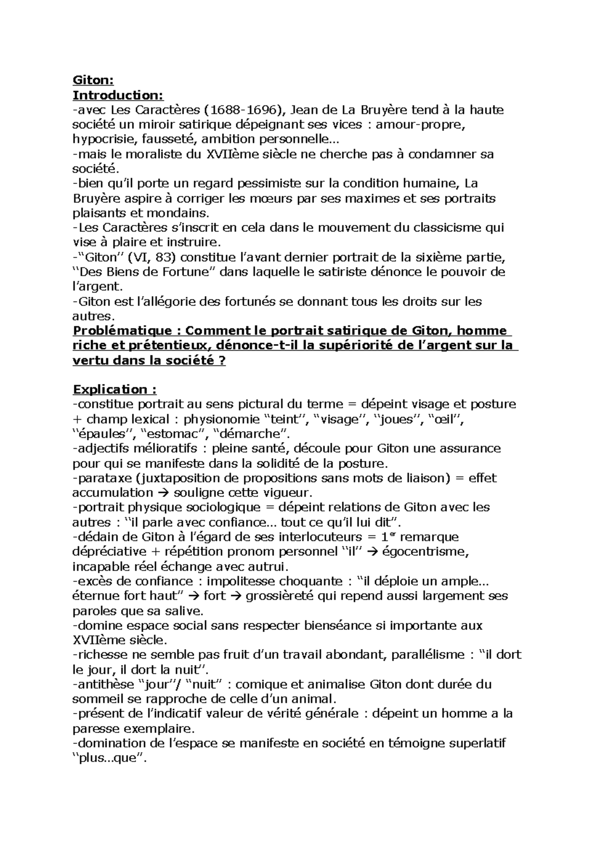 Fiche de lecture- Giton - Giton: Introduction: -avec Les Caractères ...