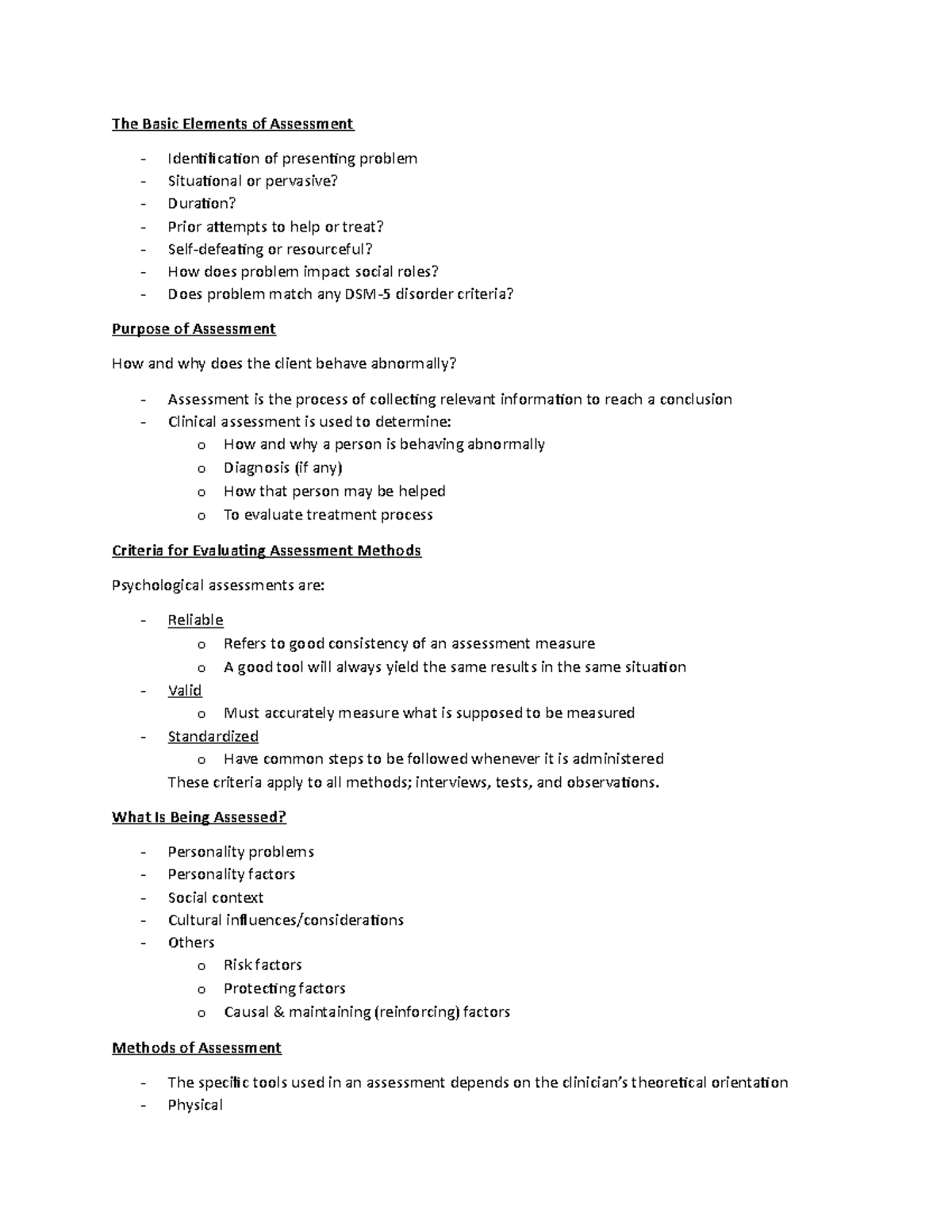 Chapter 4 Notes - The Basic Elements of Assessment Identification of ...