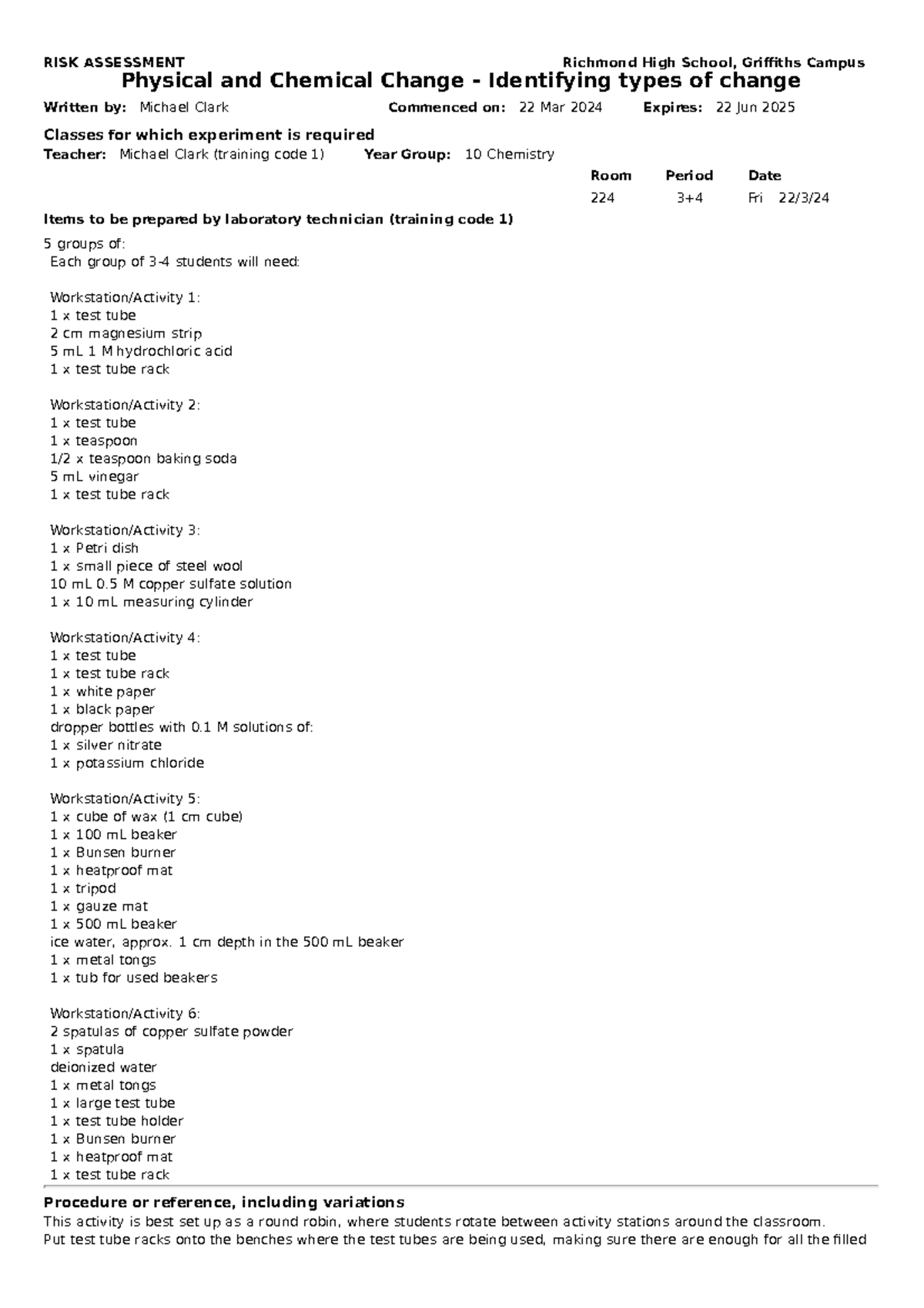 Physical and chemical change identifying types of change - Teacher ...
