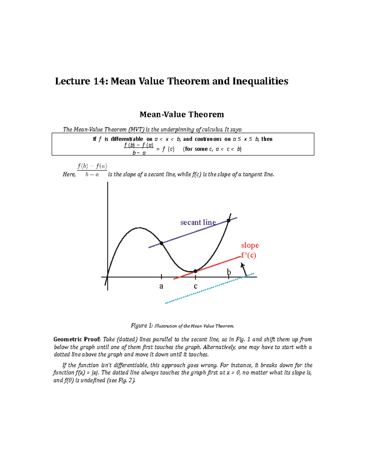 Mean Value Theorem - This is the sub topic of Single Variable Calculus ...