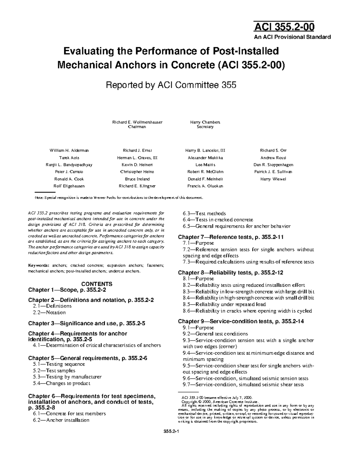 ACI355 PERNOS DE ANCLAJE EN EL HORMIGON - ACI 355-00 became effective ...