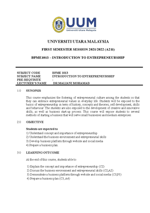 Assignment 1-Business Plan - UNIVERSITI UTARA MALAYSIA SECOND SEMESTER ...
