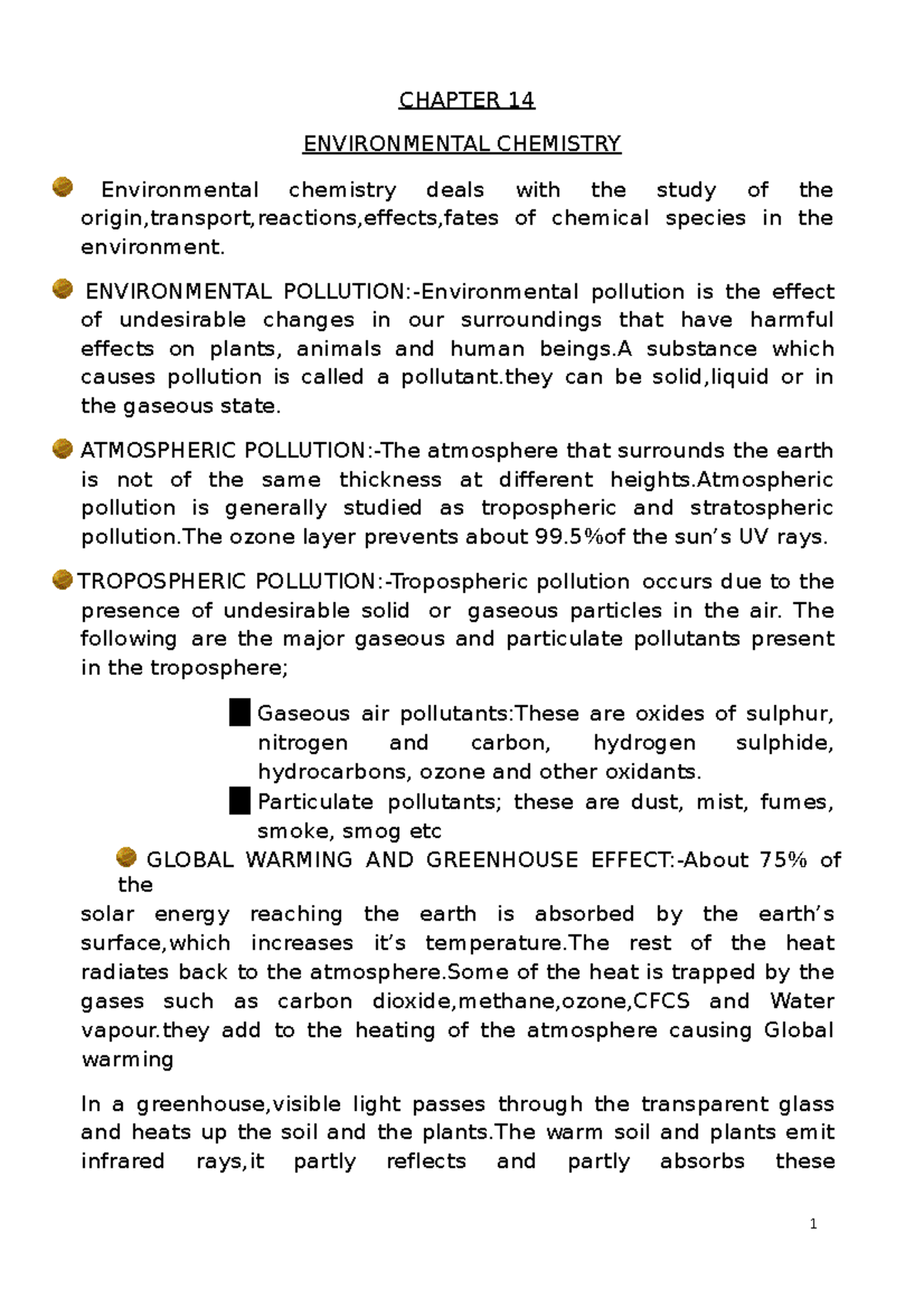 11 chemistry notes ch14 Environmental Chemistry - CHAPTER 14 ...