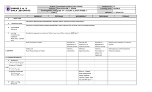 DLL Mapeh-6 Q1 W1 - Daily Lesson Log Quarter 1 Week 1 - GRADES 1 to 12 DAILY LESSON LOG School ...