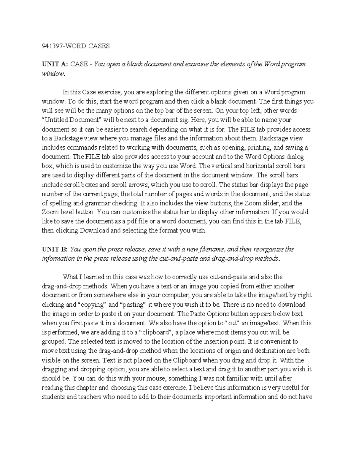 941397-WORD Cases - Lecture notes Word - CASES UNIT CASE open a blank ...