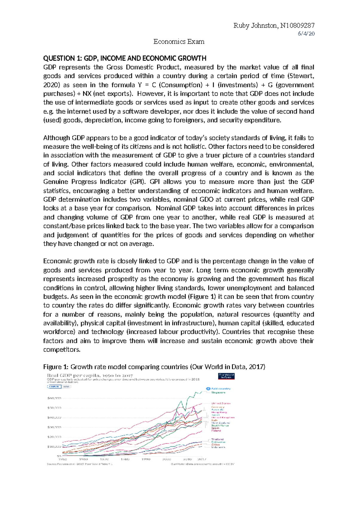 Practice Exam Questions - 6/4/ Economics Exam QUESTION 1: GDP, INCOME ...