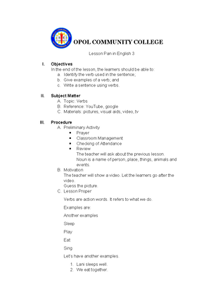 Lesson-PLAN- Adverbs - lesson plan - WEEKLY LESSON PLAN School OPOL ...