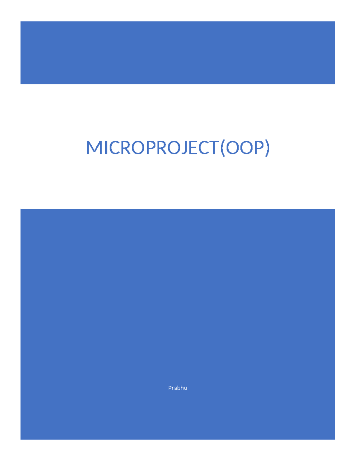 Oopmicropro - Micro project - Prabhu MICROPROJECT(OOP) The provided C++ ...