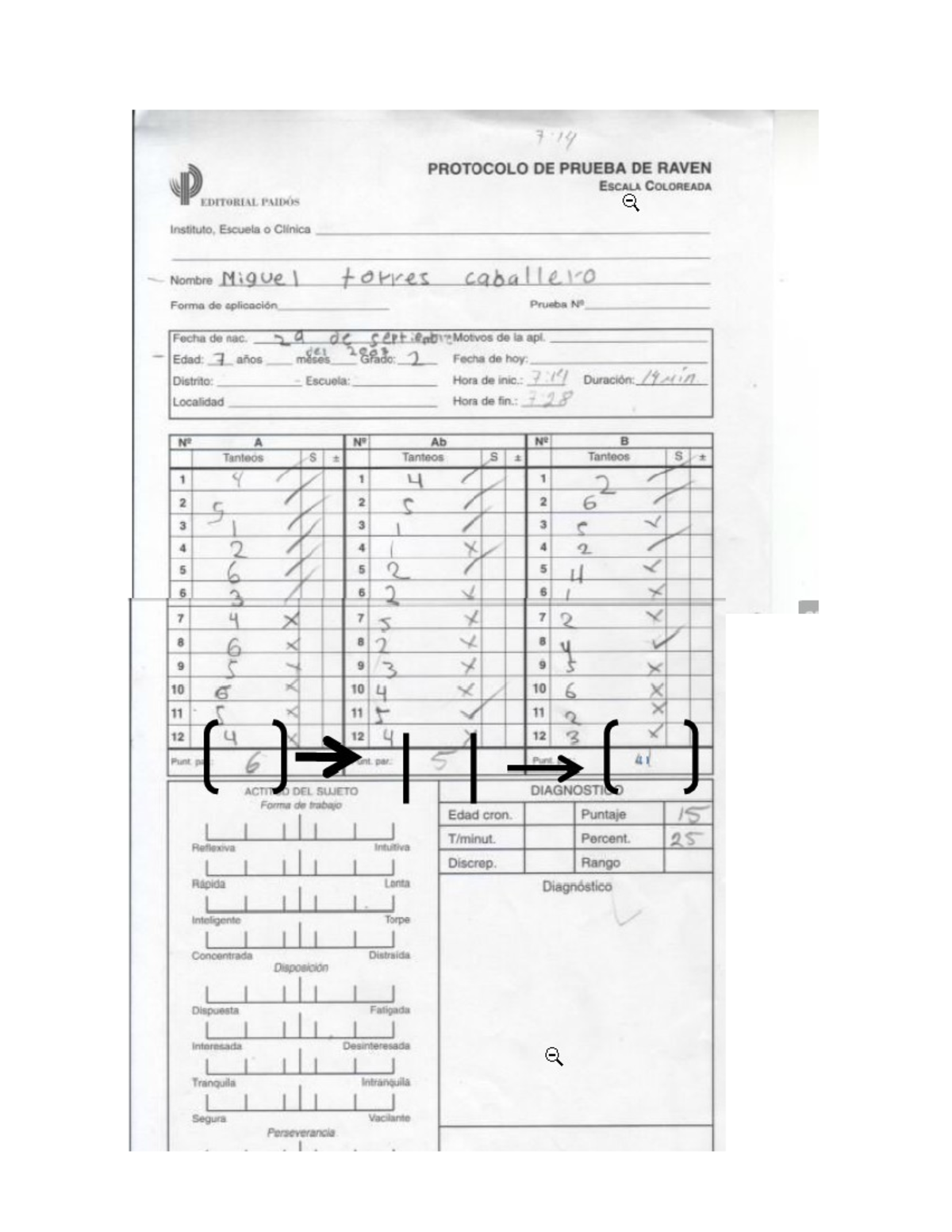 Calificacion Raven - Leer - 14 PROTOCOLO DE PRUEBA DE RAVEN ESCALA COLOREADA EDITORIAL PAIDÓS Q ...