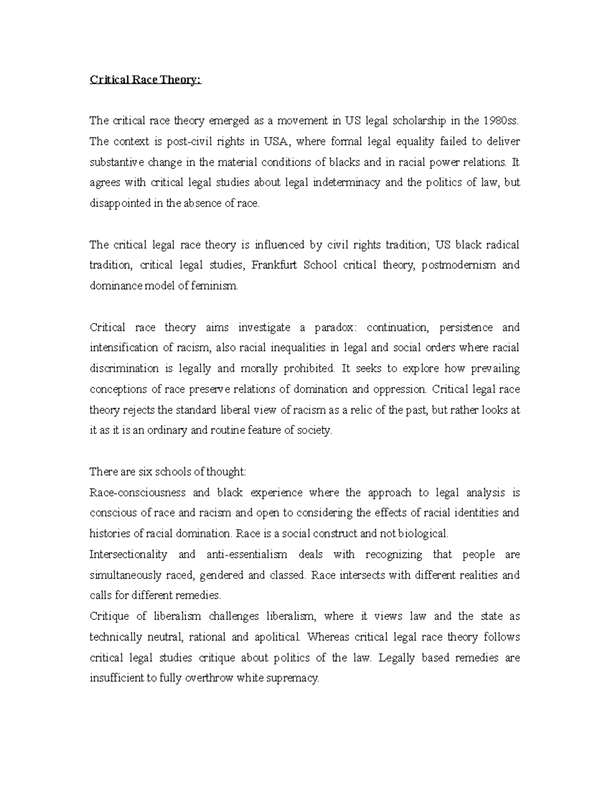 Critical race theory - The context is post-civil rights in USA, where ...