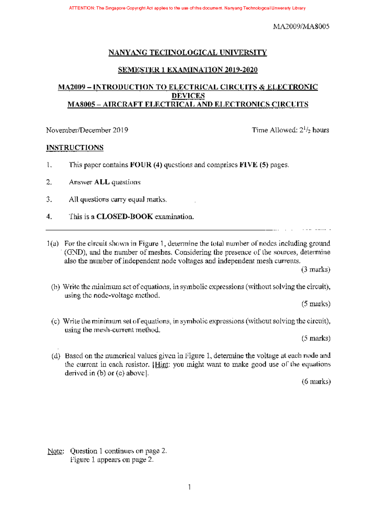 MA2009 2019-2020 Semester 1 - MA2009 - Studocu