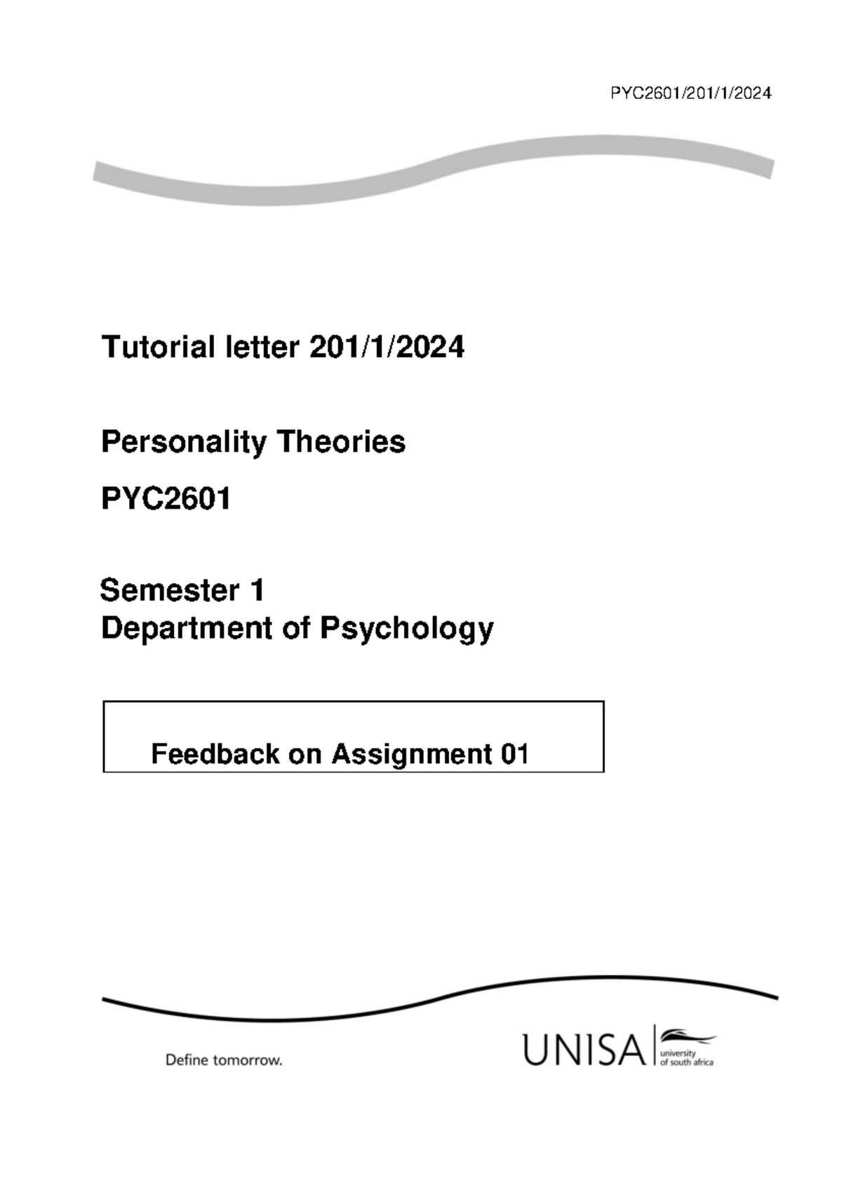 201 Tutorial letter - assignment 2 questions and answers - PYC2601/201 ...