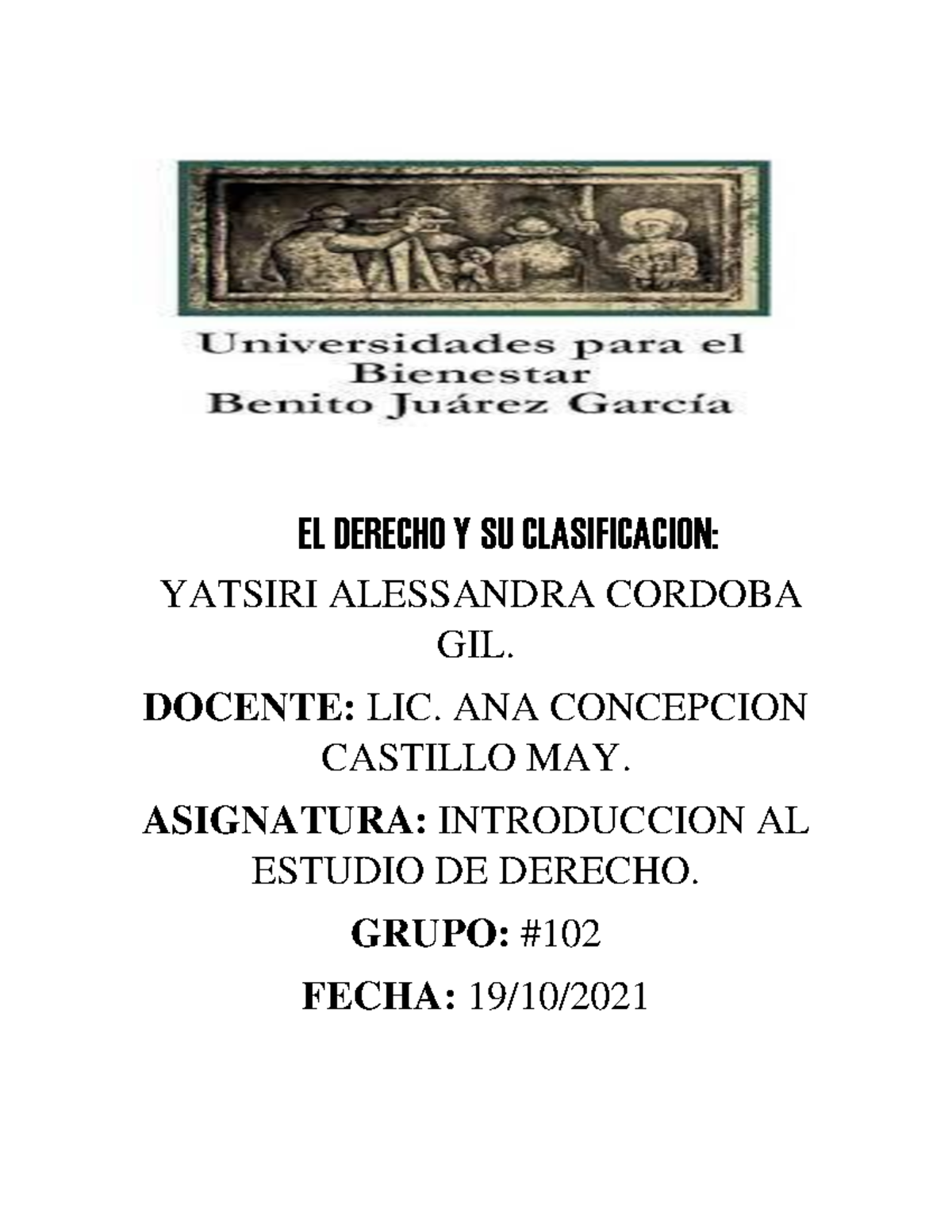 EL Derecho Y SU Clasificacion Yatsiri Alessandra Cordoba GIL - EL ...