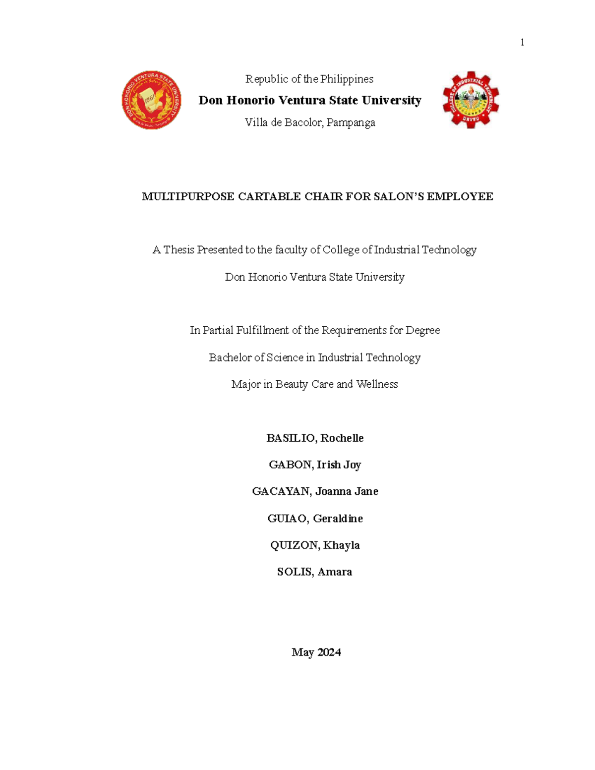 Research- Output - 1 Republic of the Philippines Don Honorio Ventura ...