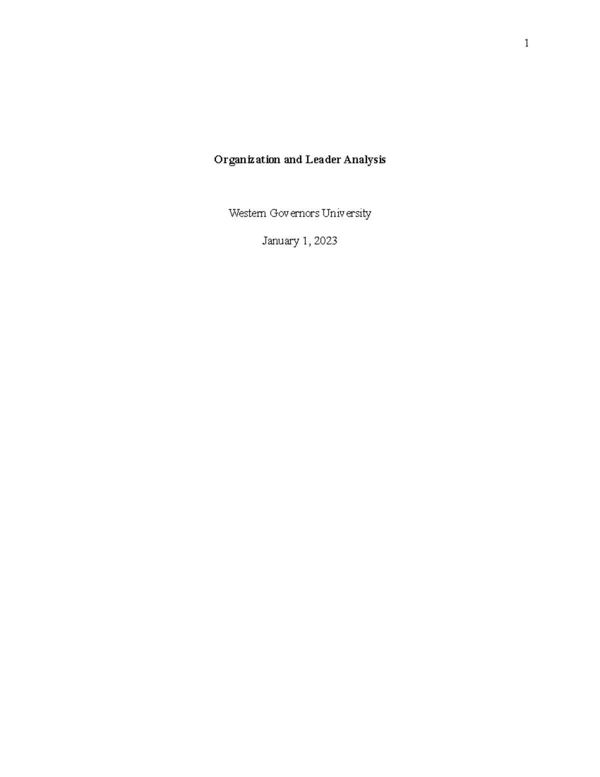 Organization and Leader Analysis C200 - Organization and Leader ...