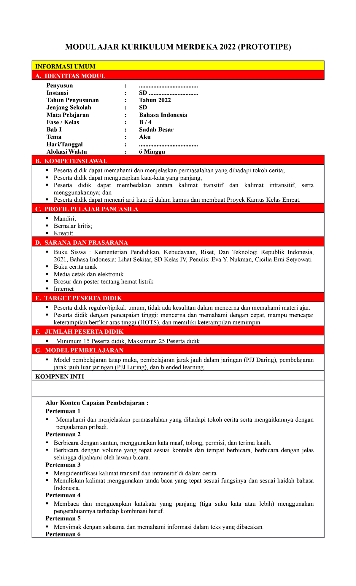 Modul Ajar Kurikulum Merdeka 2022 Modul Ajar Kurikulum Merdeka 2022