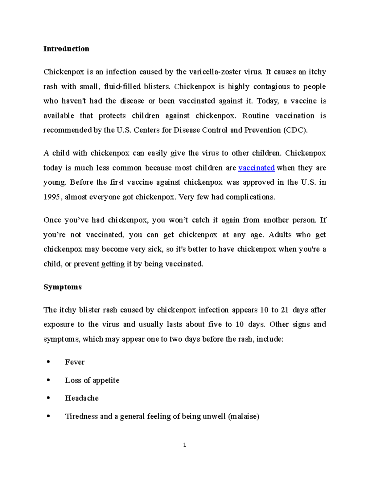 Chinkenpox - all about chikenpox - Introduction Chickenpox is an ...