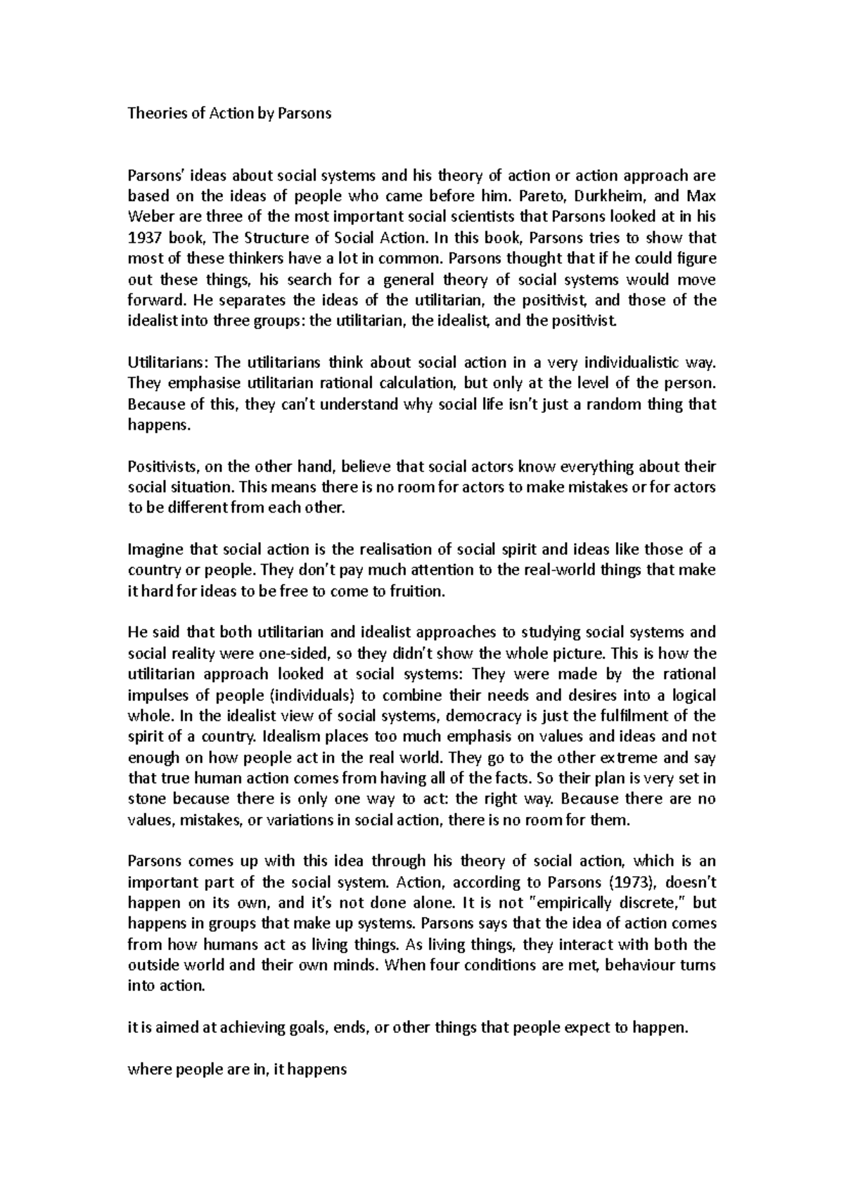 Theories of Action by Parsons - Theories of Action by Parsons Parsons ...