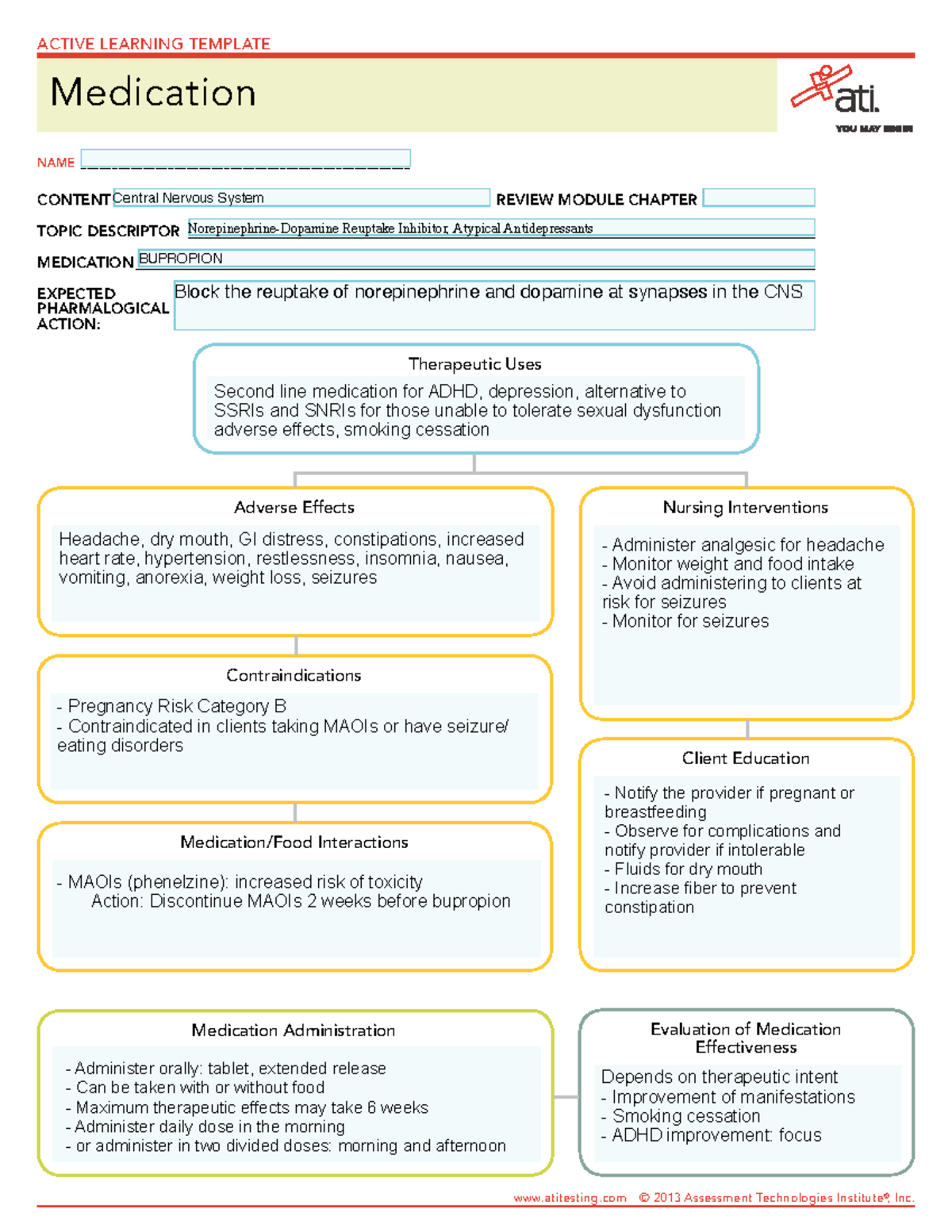 Buproprion - Med Temp - Adverse Effects Contraindications Medication ...