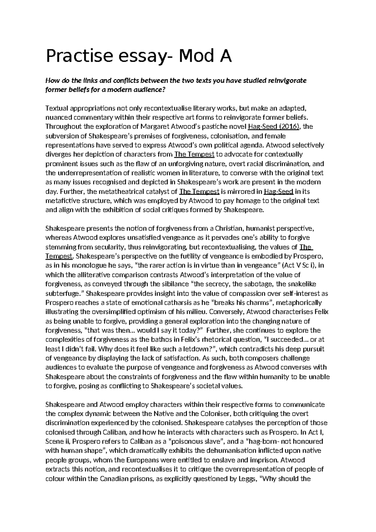 Mod A Essay - Practise essay- Mod A How do the links and conflicts ...