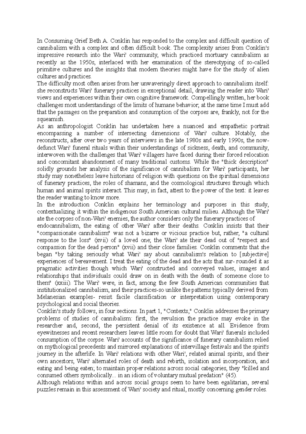 In Consuming Grief review - In Consuming Grief Beth A. Conklin has ...