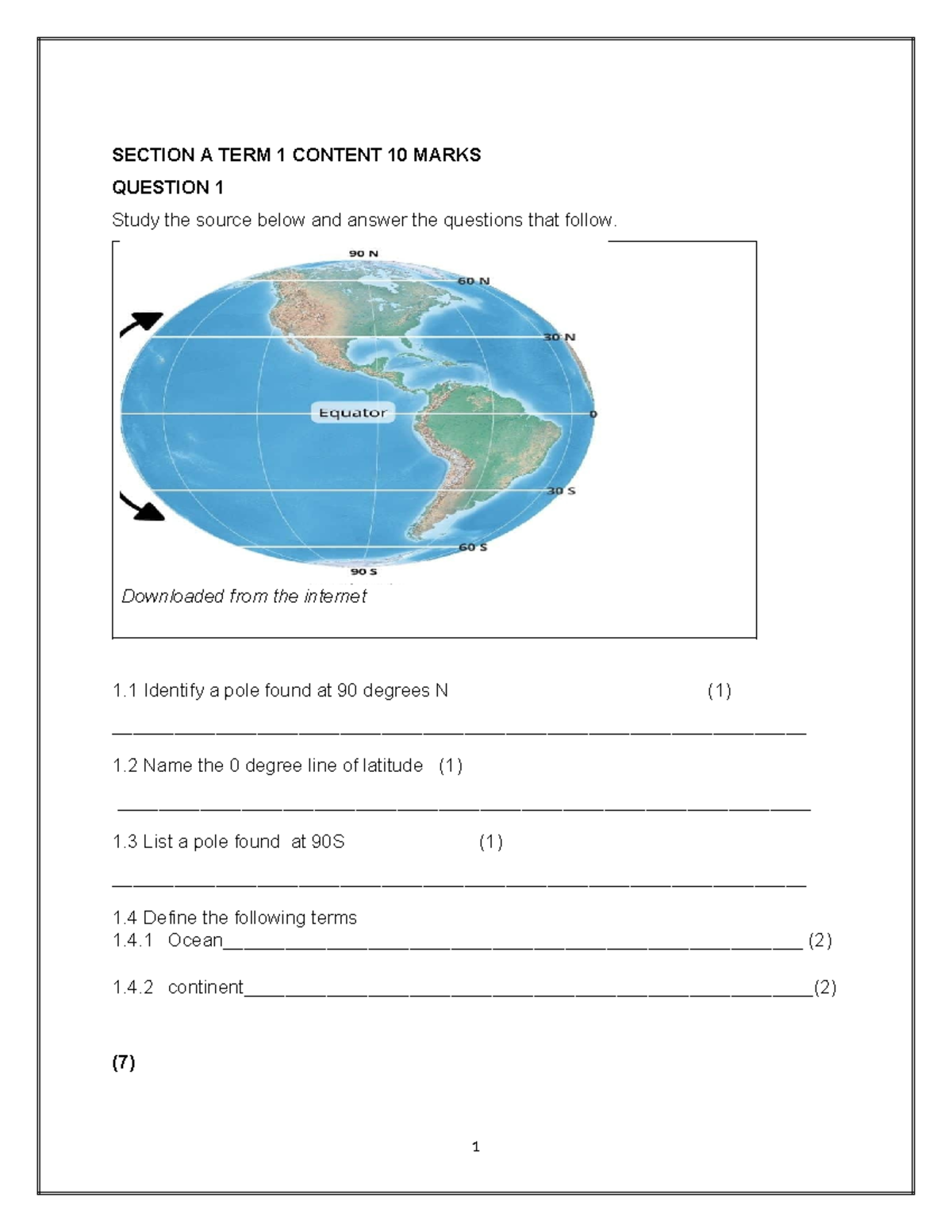 2024- Grade 5 TERM 2 Geography JUNE QPaper (1)-1 - SECTION A TERM 1 ...