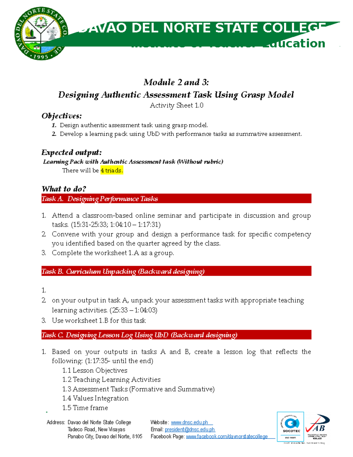 Midterm Project Worksheet A B D - Module 2 and 3: Designing Authentic ...