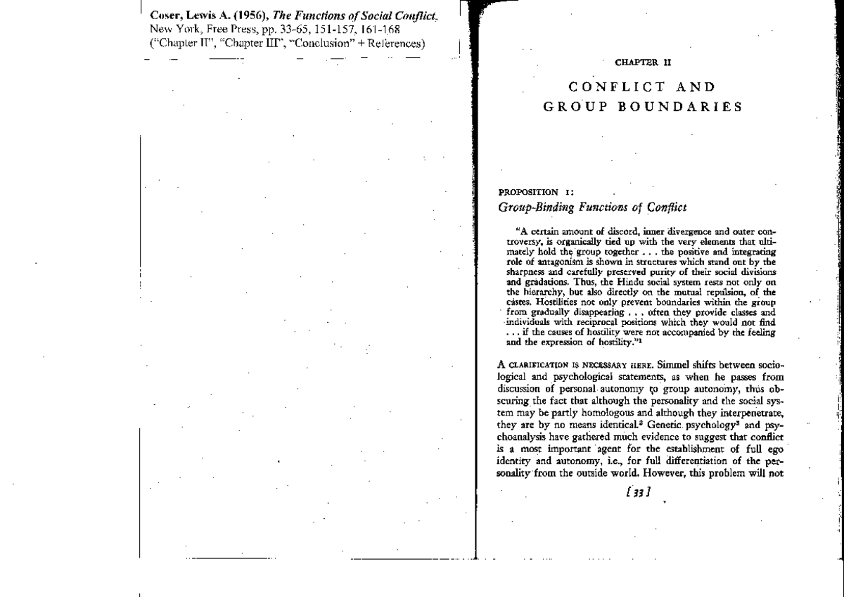 7b Coser Funct Soc Conflict 2 Chapt II III Concl - Teorias Sociológicas ...