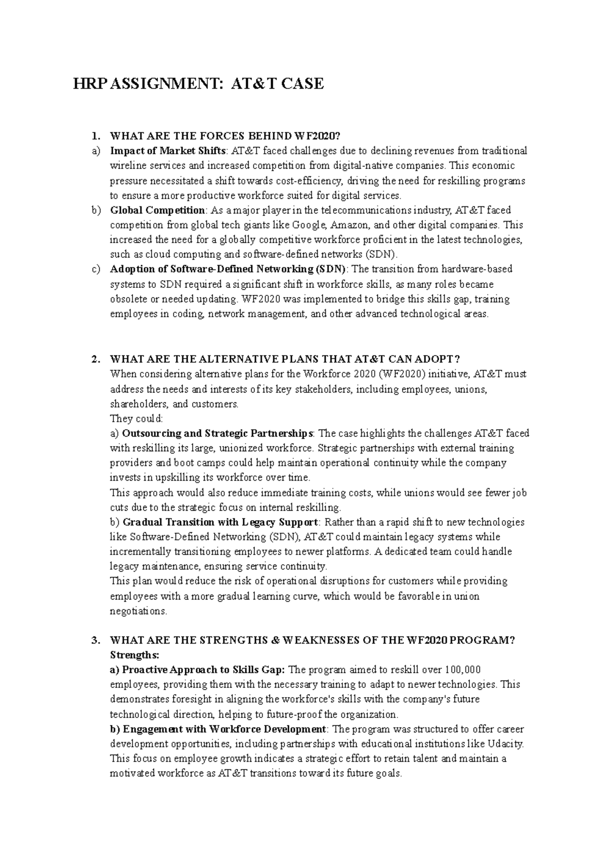 HRP Assignment- AT&T - Answers on the AT&T case - HRP ASSIGNMENT: AT&T ...