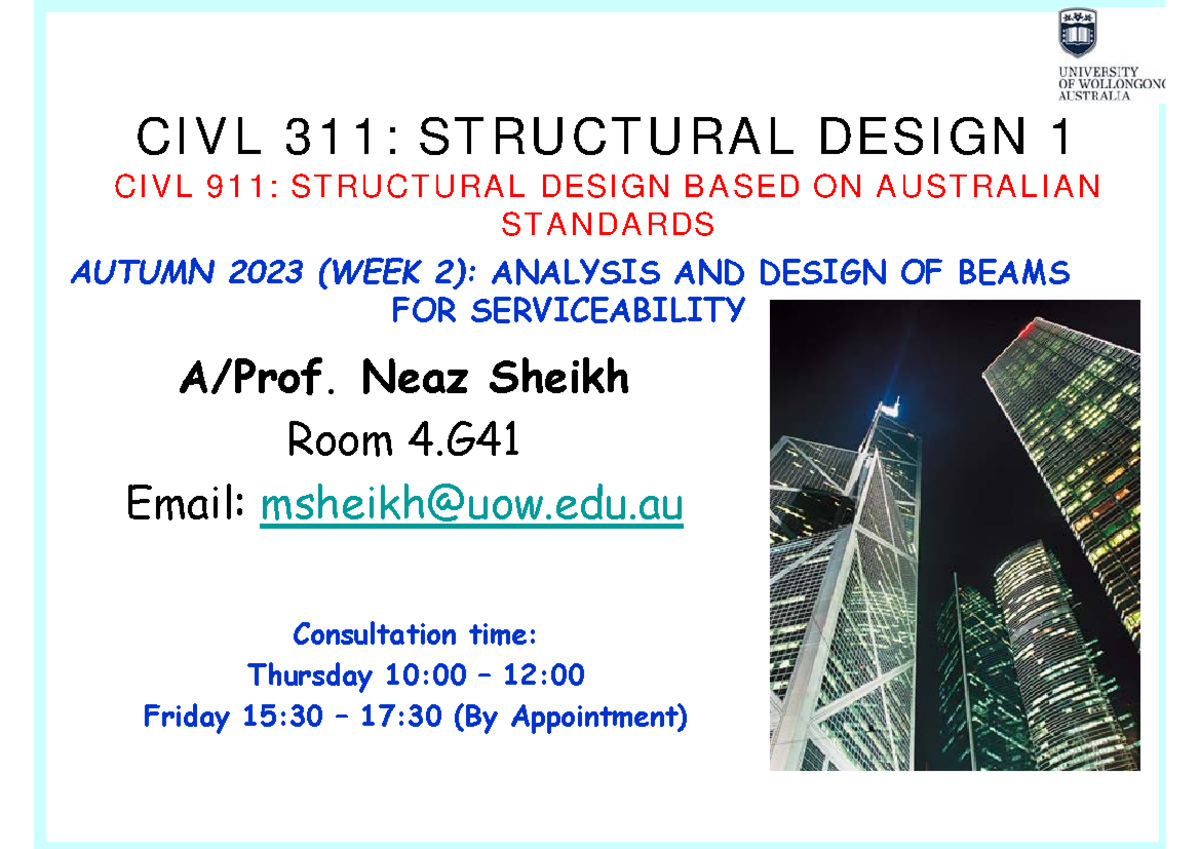 CIVL311 CIVL911 2023 Week 2 Analysis and Design of Beams for ...