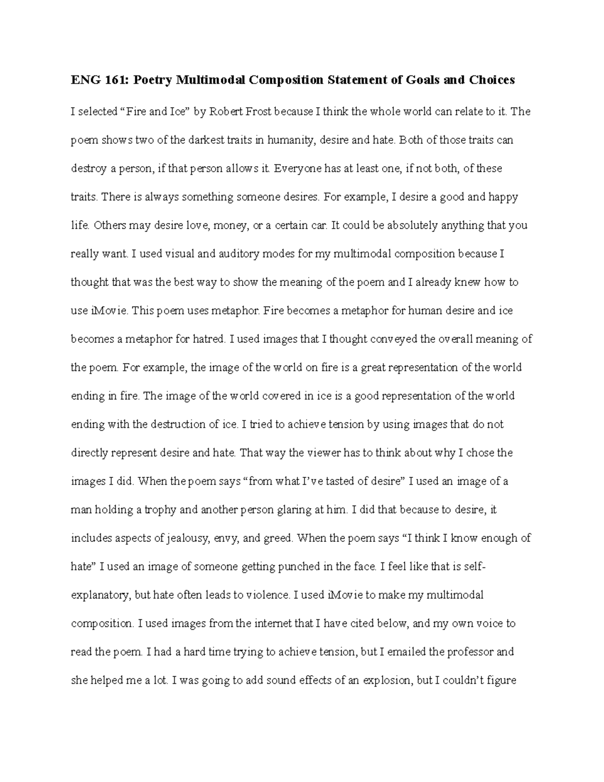 Multimodal Composition Statement of Goals and Choices - The poem shows ...