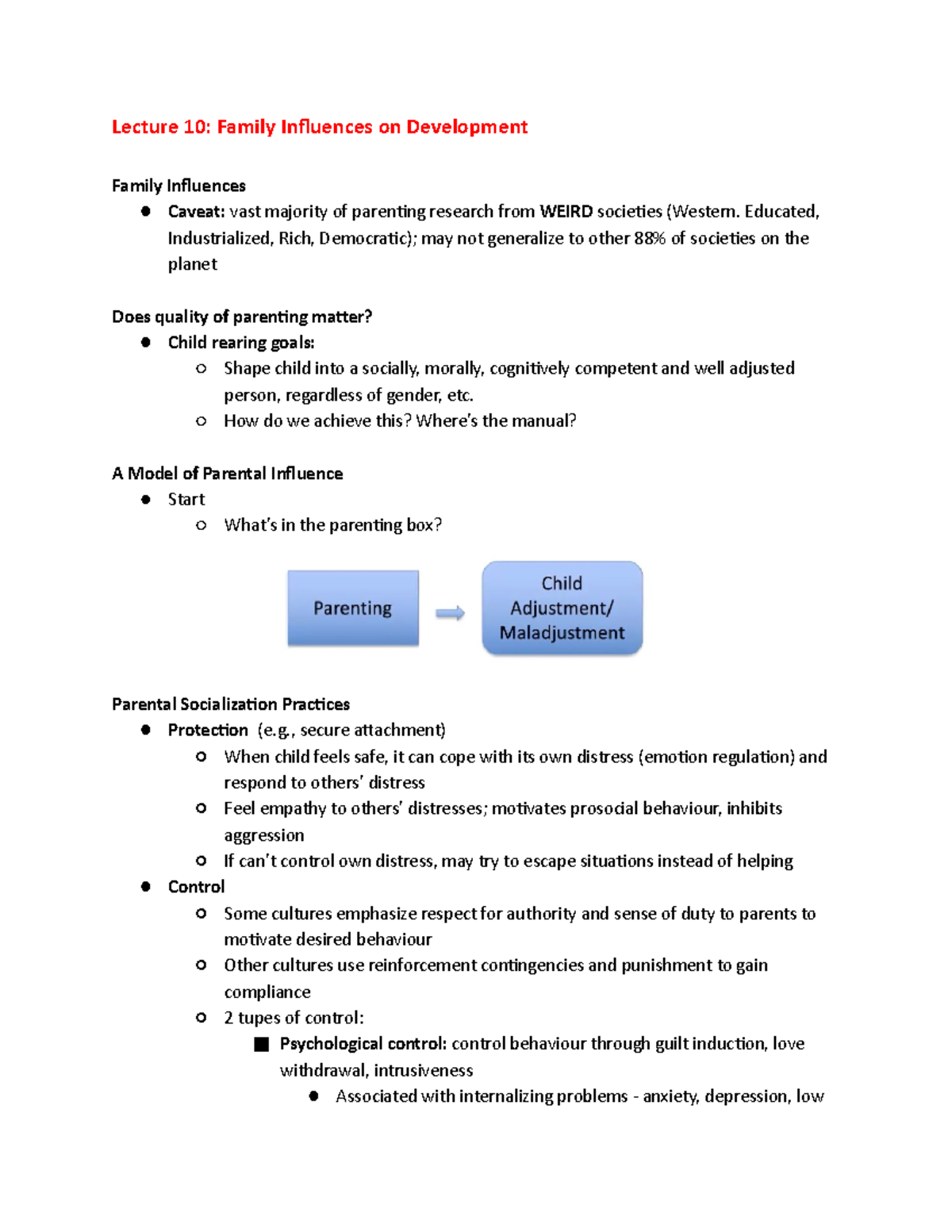 Lecture 10 Family Influences on Development - Lecture 10: Family ...