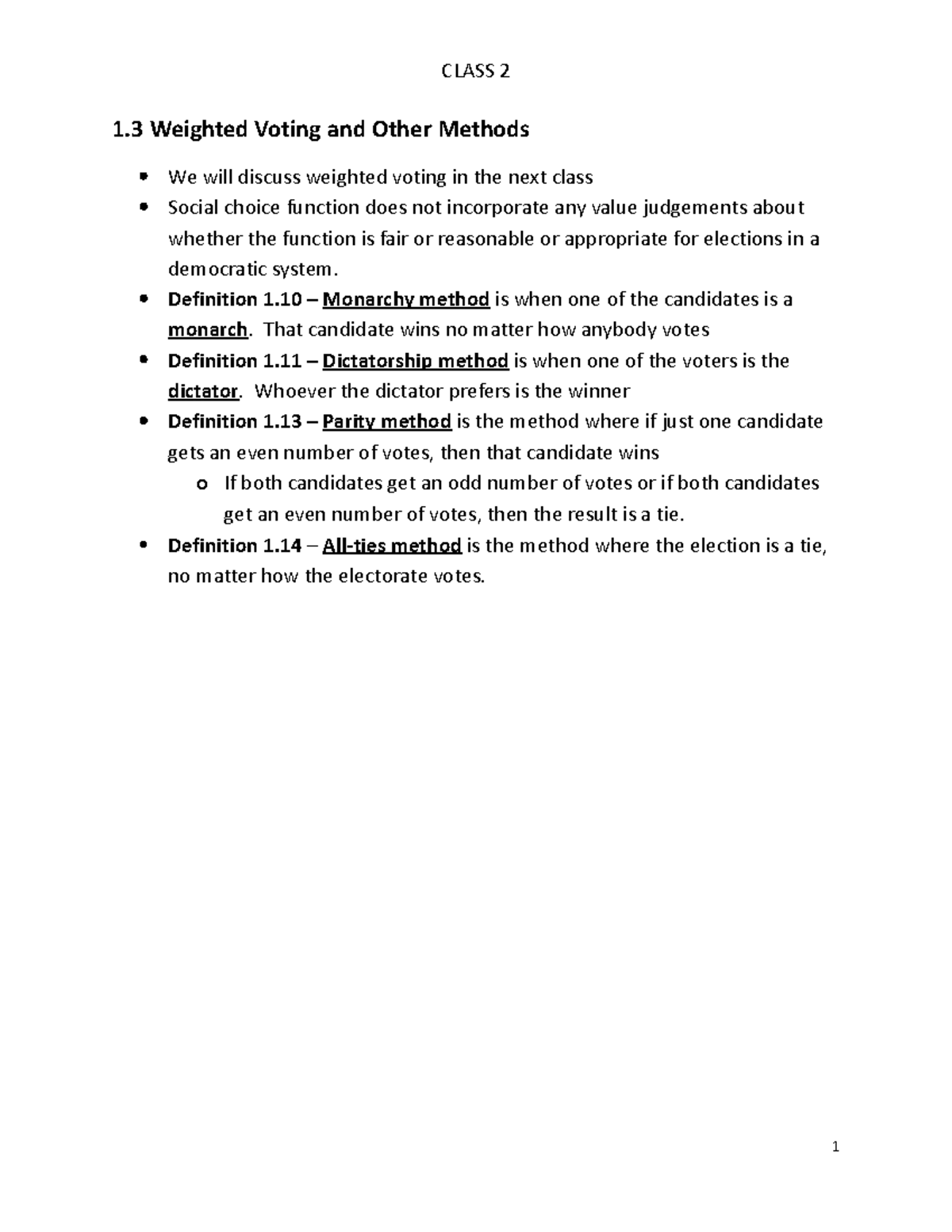 Class 2 Notes - Pohrivchak - 1 Weighted Voting and Other Methods We ...